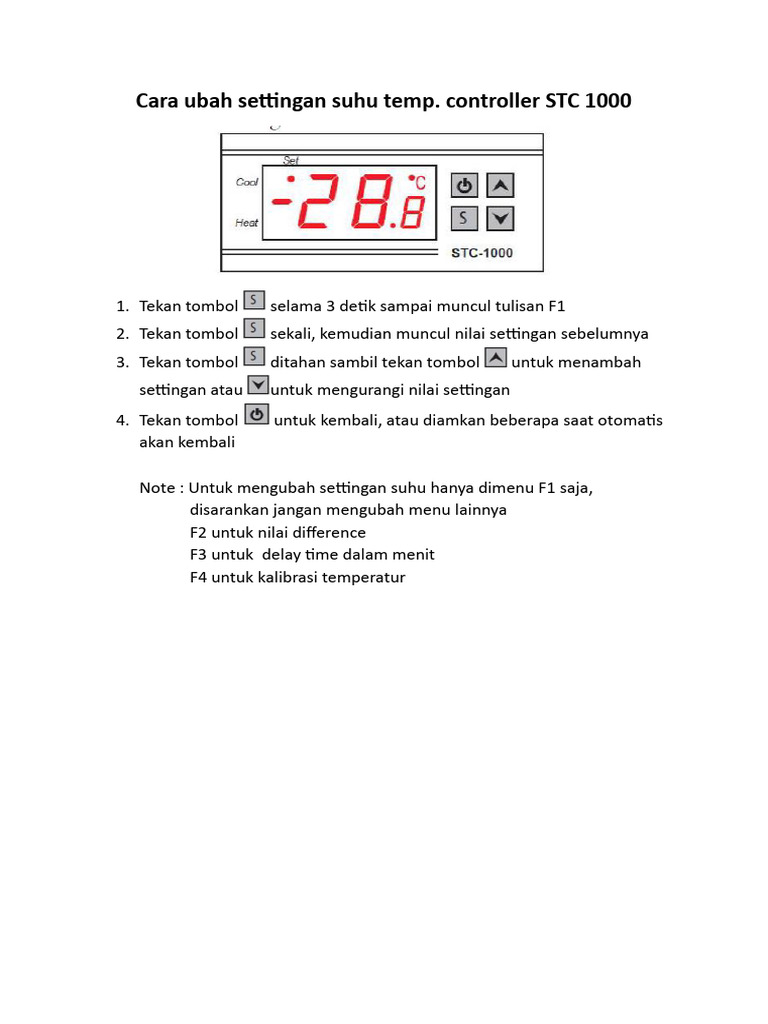 Cara Ubah Settingan Suhu Temp Controller STC 1000 | PDF