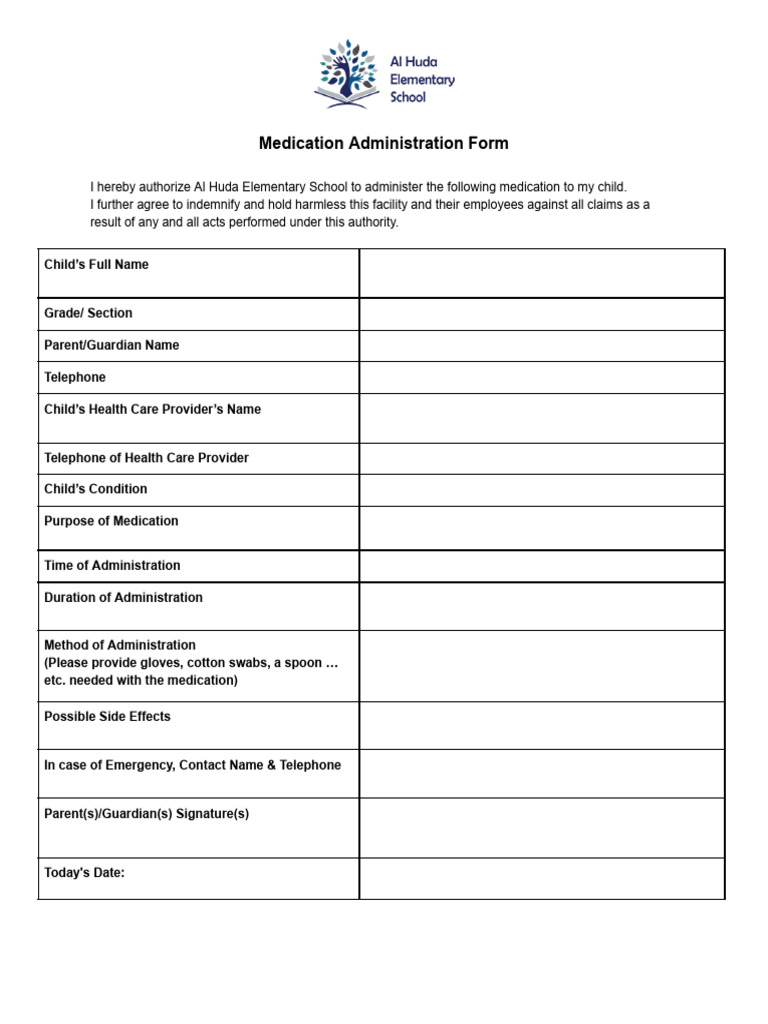 Medical Administration Form | PDF