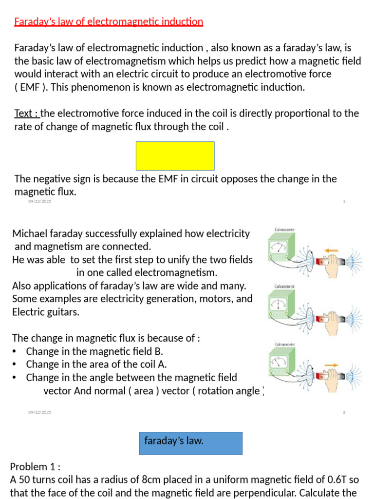 Electromagnetic Induction (Faraday's, Lenz's Laws) | PDF ...