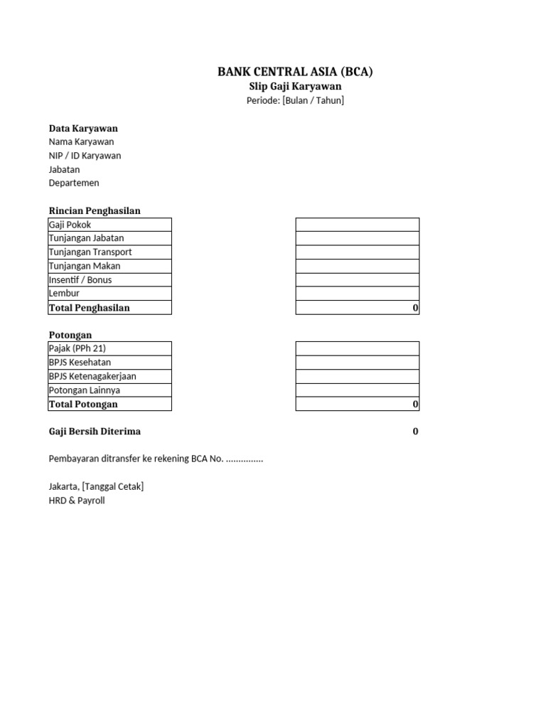 Slip Gaji BCA | PDF