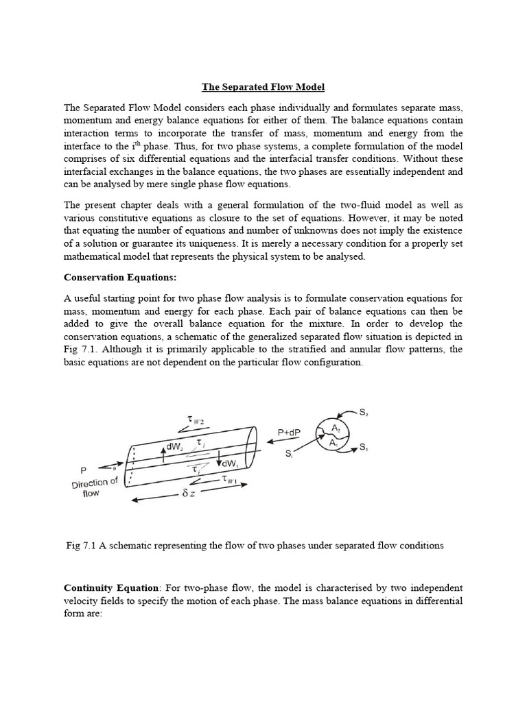 Separated Flow Model With Problems_2025 | PDF | Fluid Dynamics | Momentum