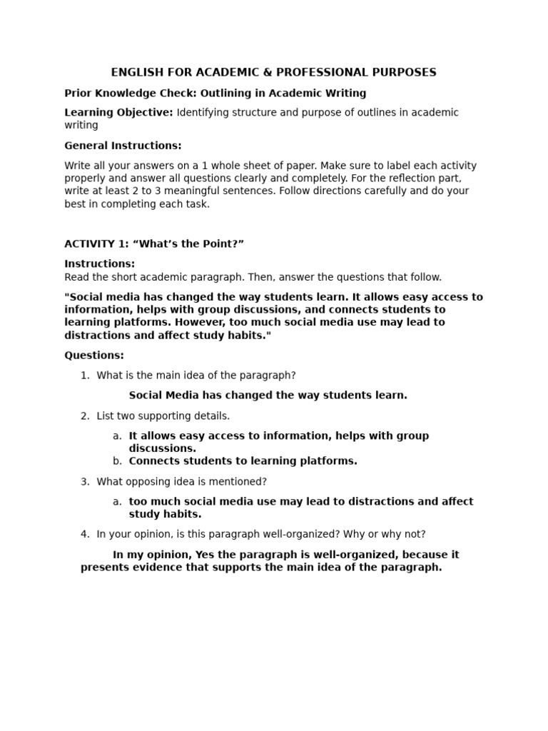 Outlining in Academic Writing Guide | PDF