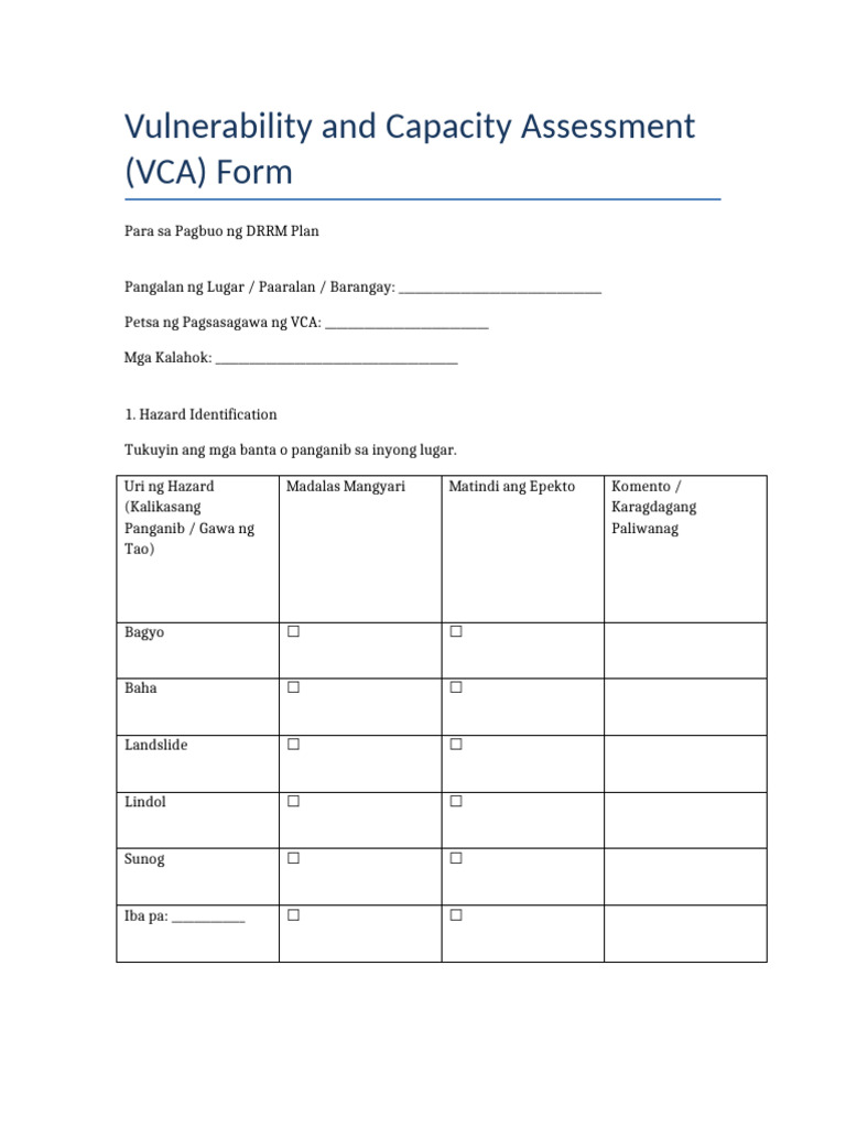 Vca Form DRRM | PDF