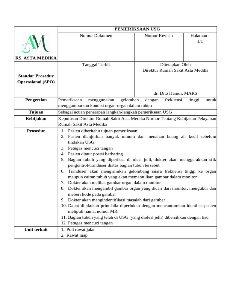 Spo Pemeriksaan Usg | PDF