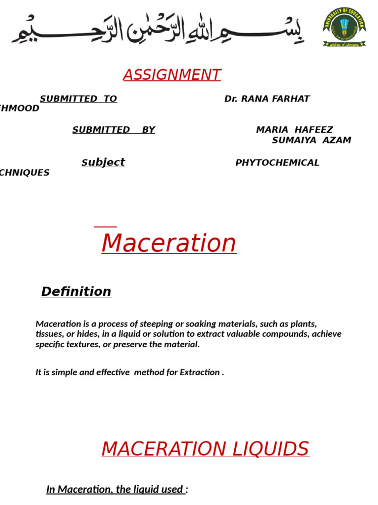 Maceration - Presented by Maria | PDF | Vinegar | Food Preservation