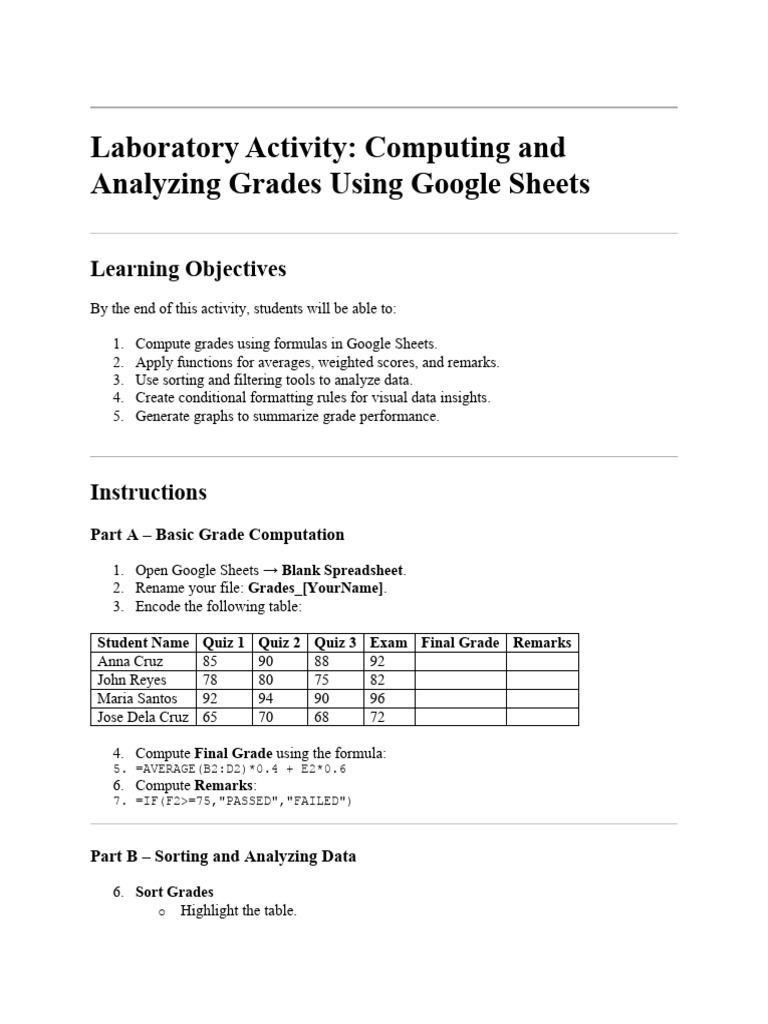 Laboratory Activity 2 - Instructions | PDF | Spreadsheet | Accuracy And Precision