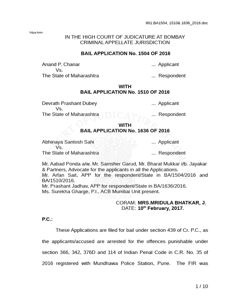 Anand P. Chanar and Ors. vs. The State of Maharashtra | PDF | Rape ...