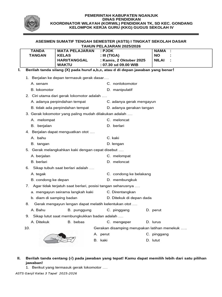 Asts Pjok Kelas 3 2025 - 2026 | PDF