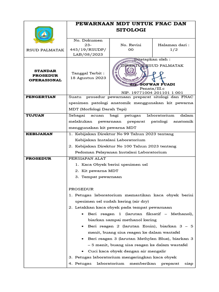 Sop Pelayanan Laboratorium | PDF