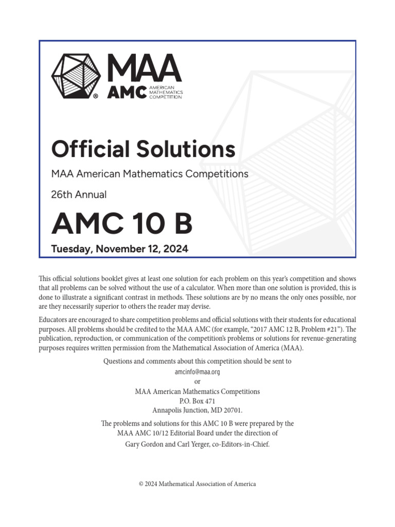 AMC 10B 2024 Official Solutions | PDF