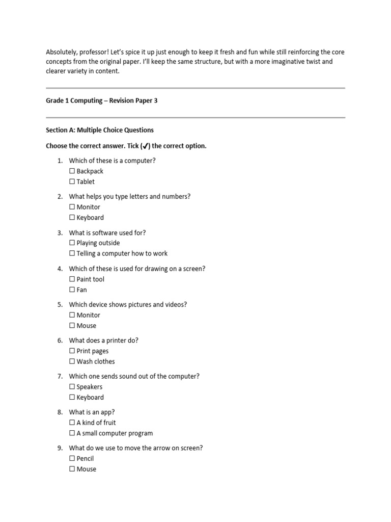 Primary 1 IT Exam Papers | PDF | Tablet Computer | Computer Keyboard