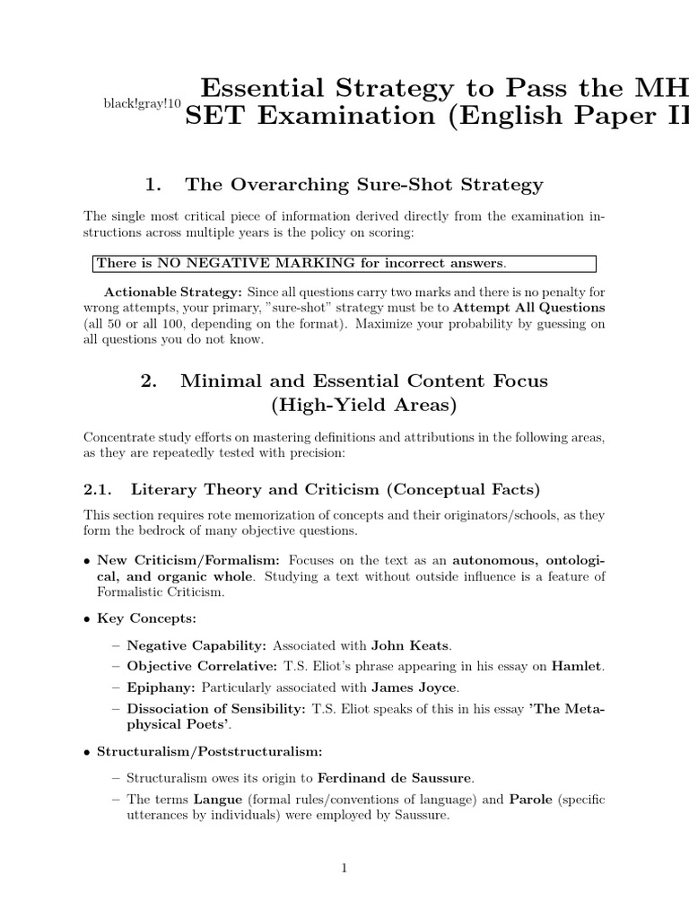 Strategy To Clear MH SET | PDF | English Literature