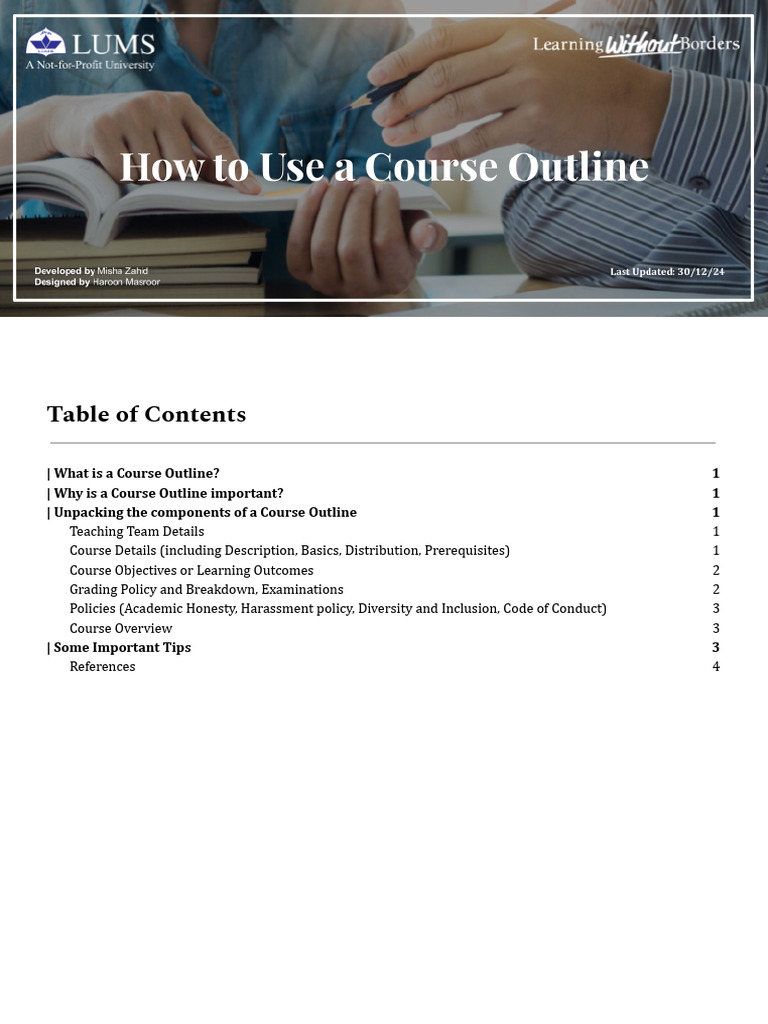 Understanding Course Outlines at LUMS | PDF | Learning | Course Credit