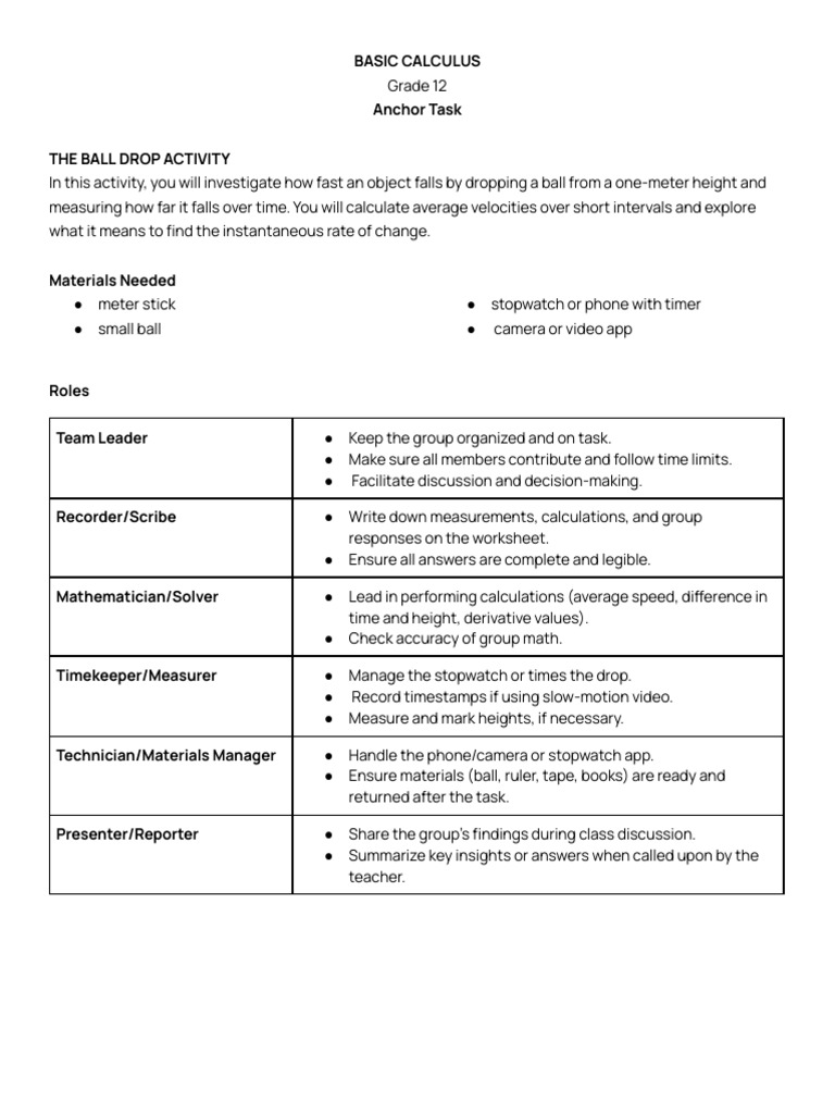 Ball Drop Activity: Calculating Velocity | PDF | Speed