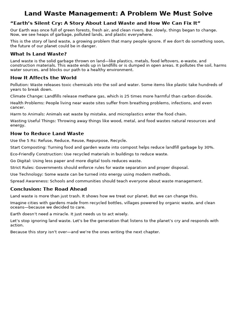 Land Waste Management Solutions Explained | PDF