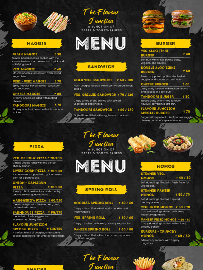 Flavour Junction Menu Highlights | PDF | Hamburgers | Dumpling