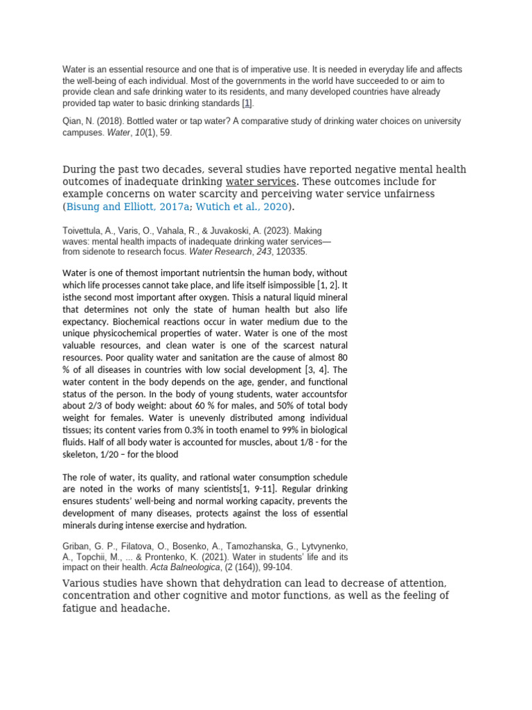 Research Draft (Blue Print) | PDF | Dehydration | Water