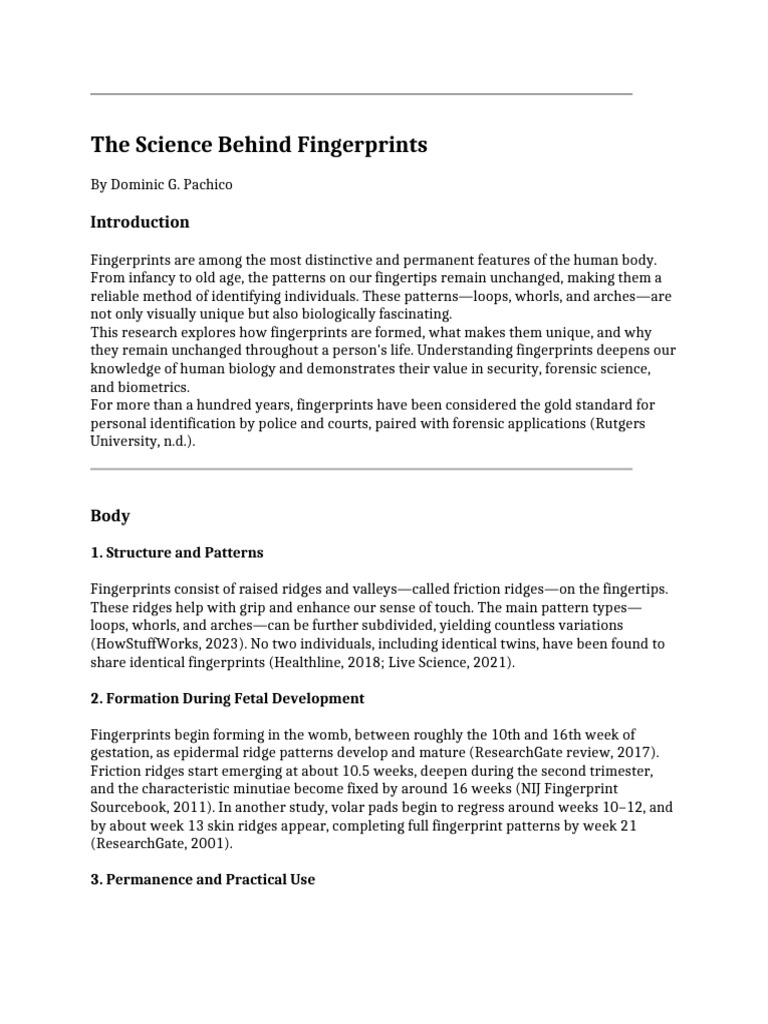 The Science Behind Fingerprints | PDF | Fingerprint