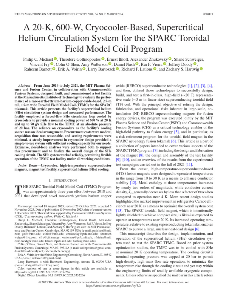 Supercritical Helium Cooling System for SPARC | PDF | Fusion Power ...