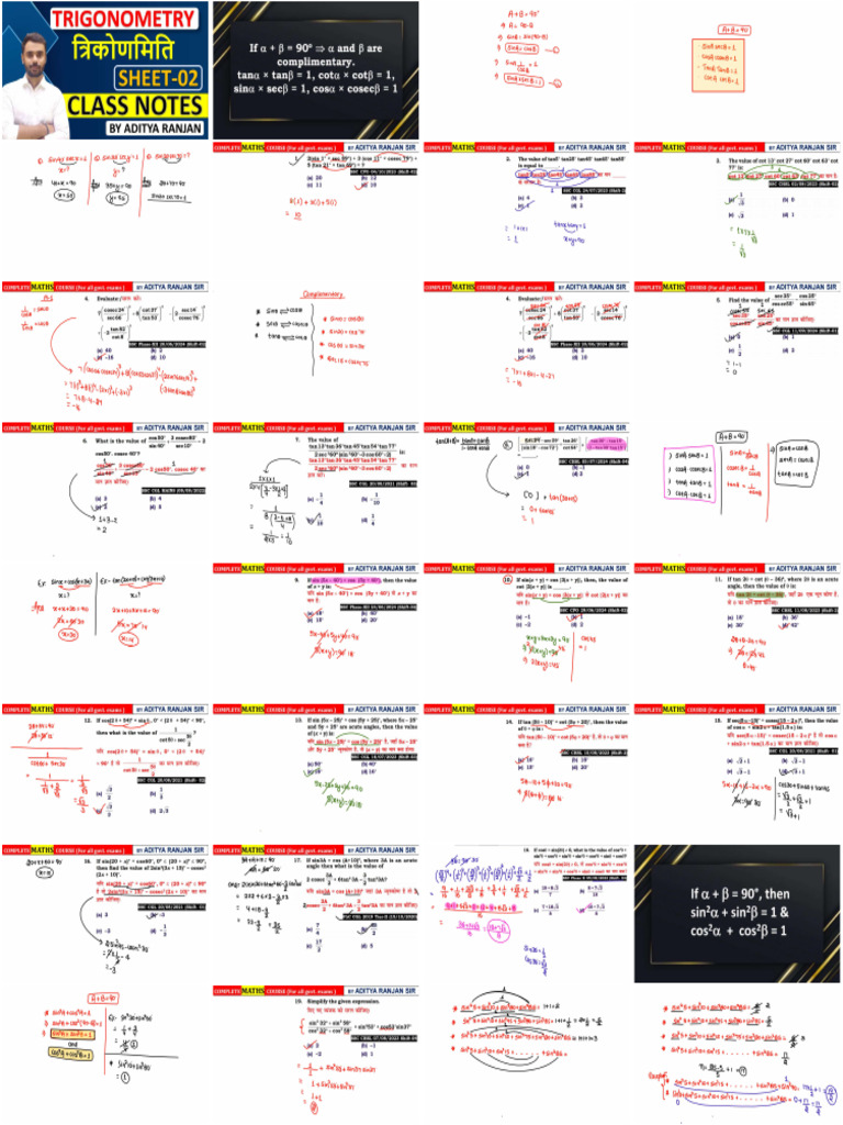 N Up PDF - Trigonometry Sheet 02 (Class Notes) | PDF
