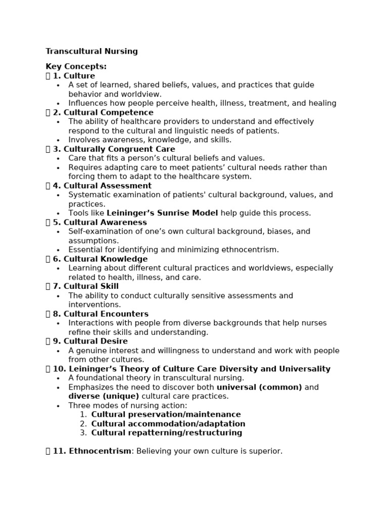 Transcultural Nursing Handouts | PDF