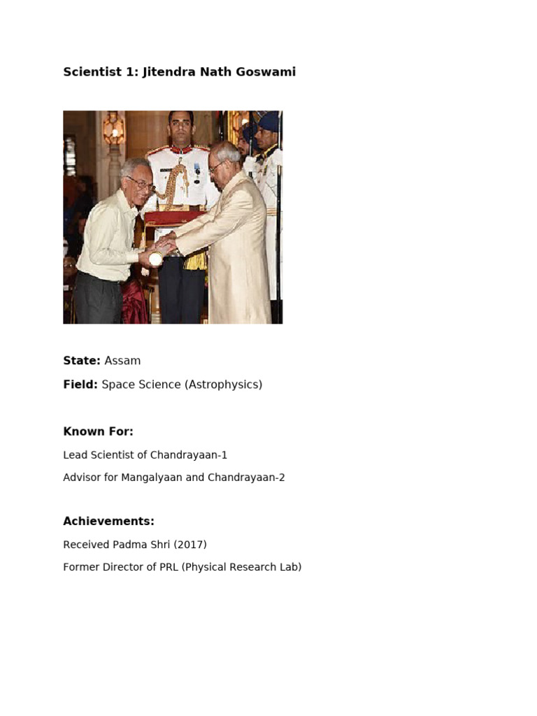Notable Indian Scientists and Their Achievements | PDF