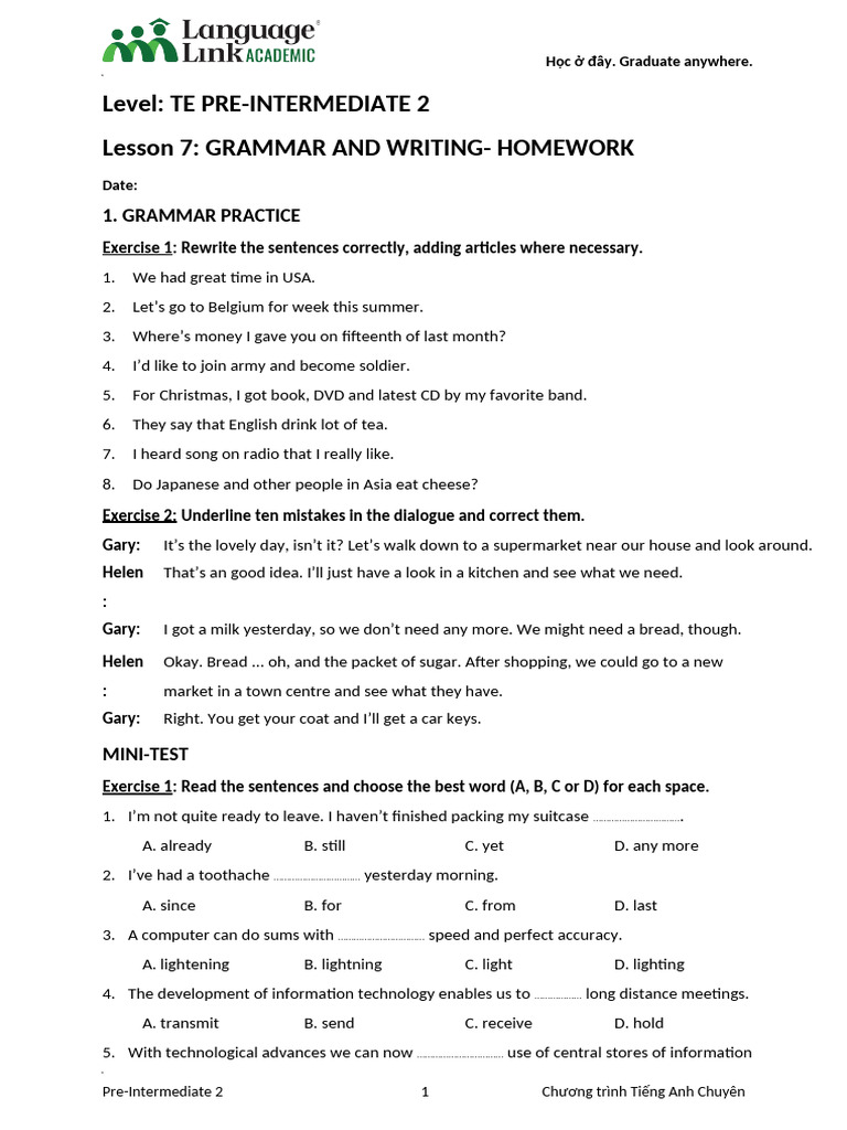PI2 - Lesson 7 - Homework | PDF