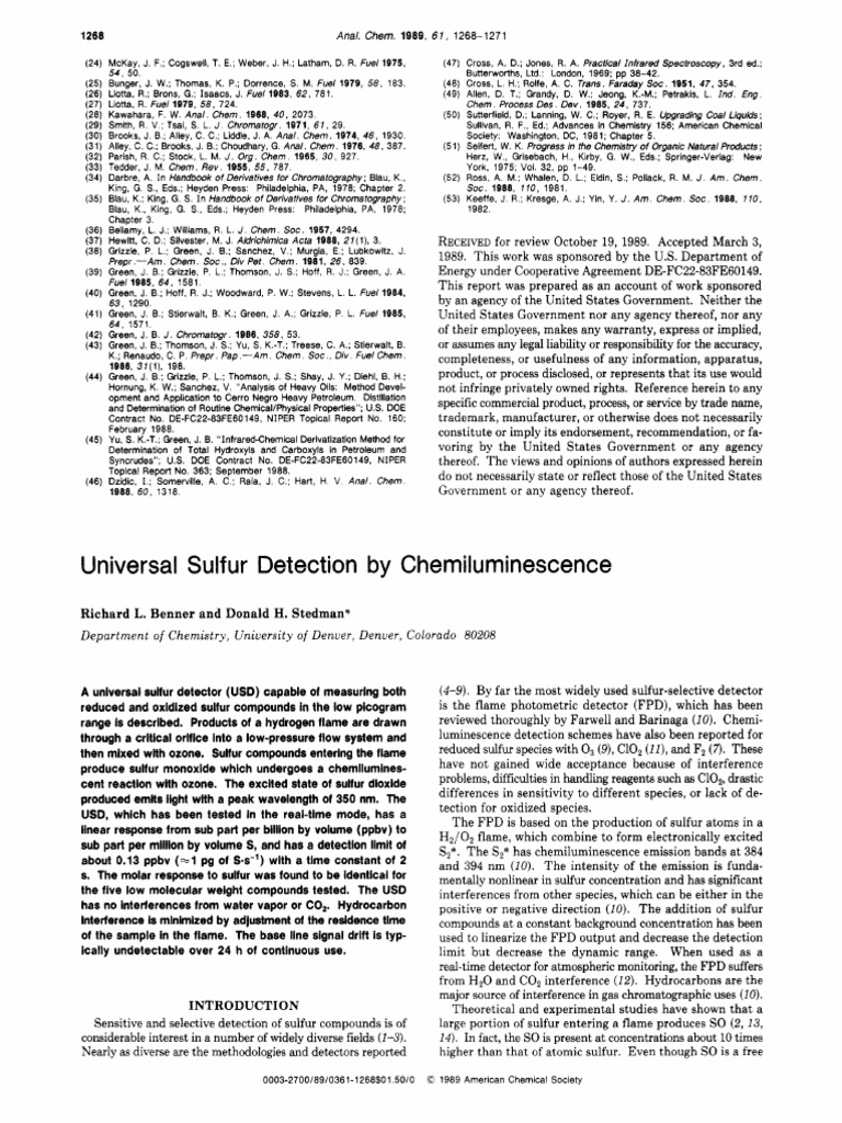 Universal Sulfur Detection Method | PDF | Detection Limit | Ozone