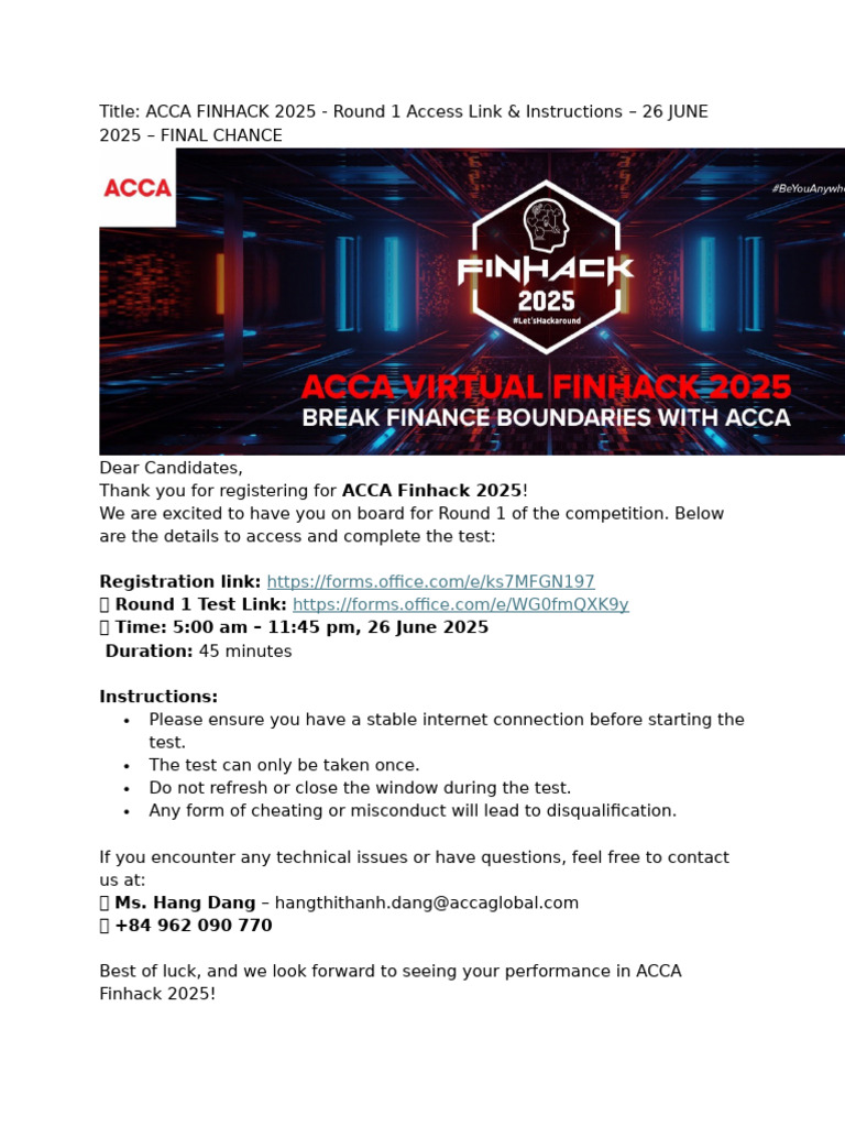 FINHACK 2025 - Round 1 Access Link & Instructions - 29 Jun | PDF