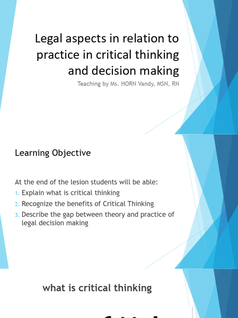 Legal Considerations in Critical Thinking | PDF | Critical Thinking ...
