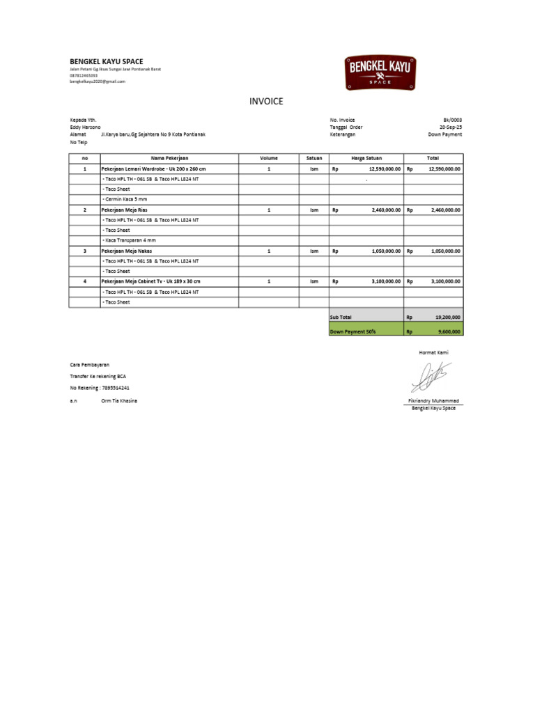 Invoice Lemari Kamar Karya Baru | PDF