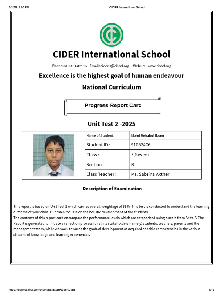 Class VIIB Report Card UT-2 | PDF | Thought | Knowledge