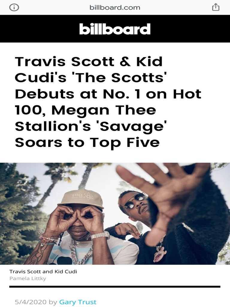 Travis Scott & Kid Cudi's 'The Scotts' Debuts at No. 1 On Hot 100 ...