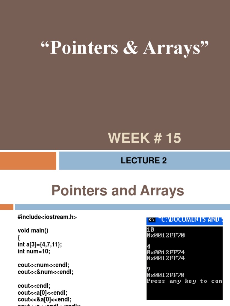 Pointers And Arrays Week 15 Pdf Pointer Computer Programming 6158