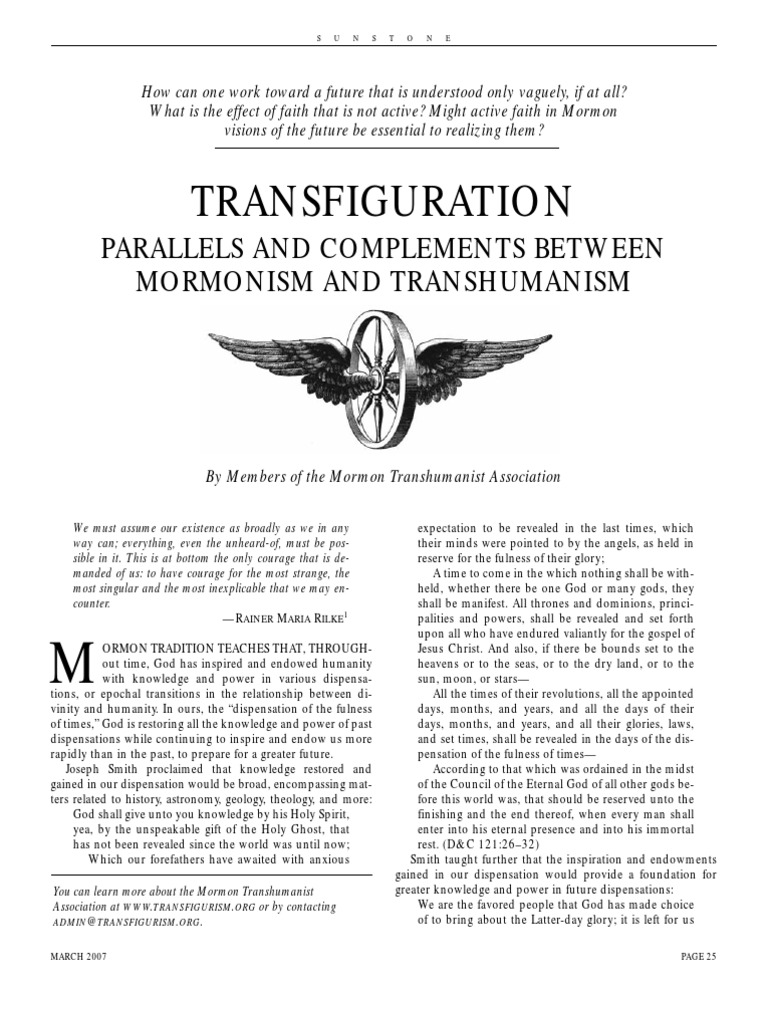 Transfiguration: Parallels and Complements Between Mormonism and Transhumanism | PDF ...