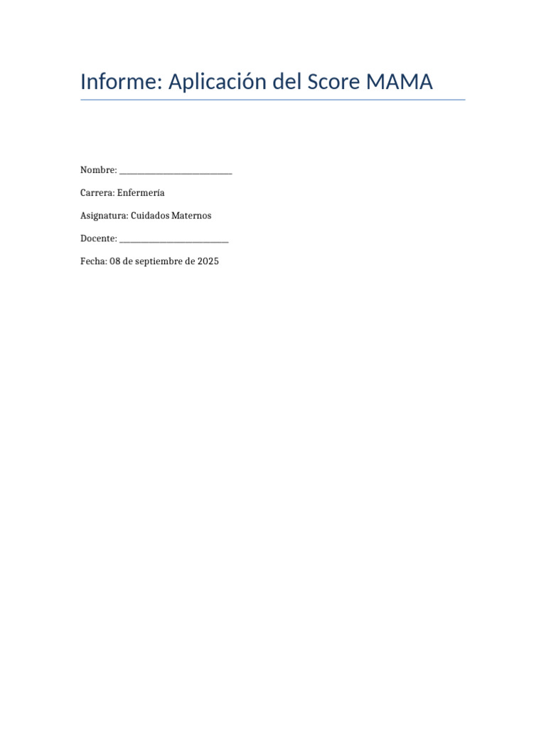 Score MAMA: Evaluación de Riesgo Obstétrico | PDF | Parto | El embarazo