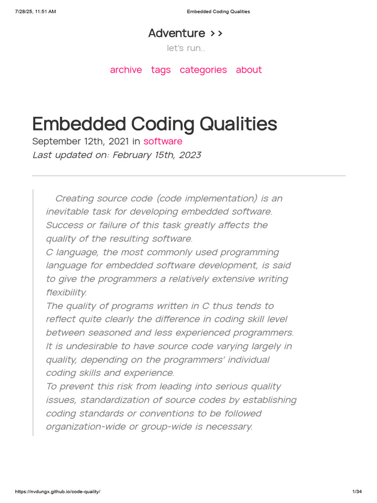 Embedded Coding Qualities | PDF | Pointer (Computer Programming) | Integer (Computer Science)