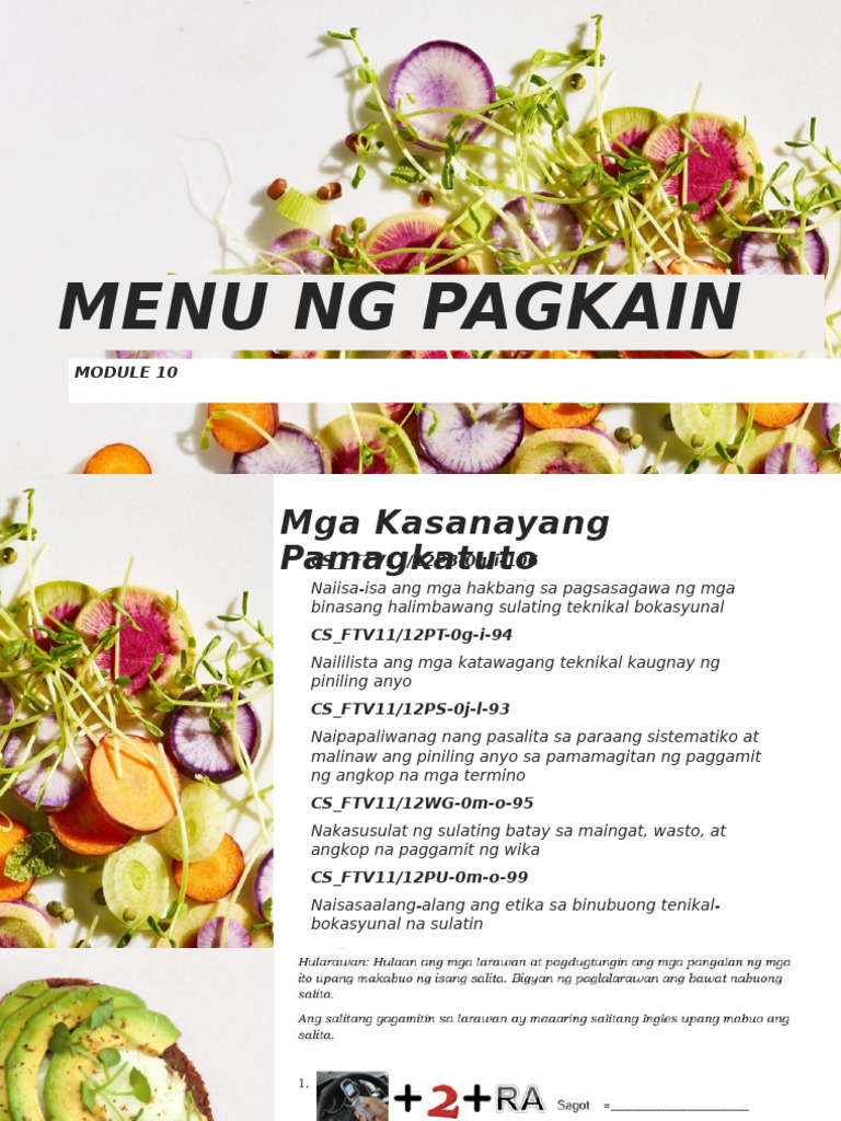 Module 10 Menu NG Pakain | PDF