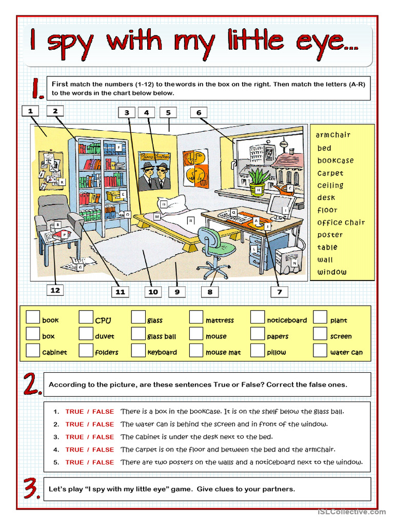 Vocabulary Matching and True/False Activity | PDF | Bed | Furniture
