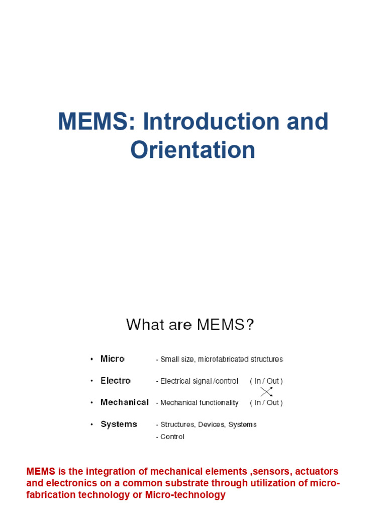 1-2 MEMS Introduction | PDF | Signal To Noise Ratio | Sensor