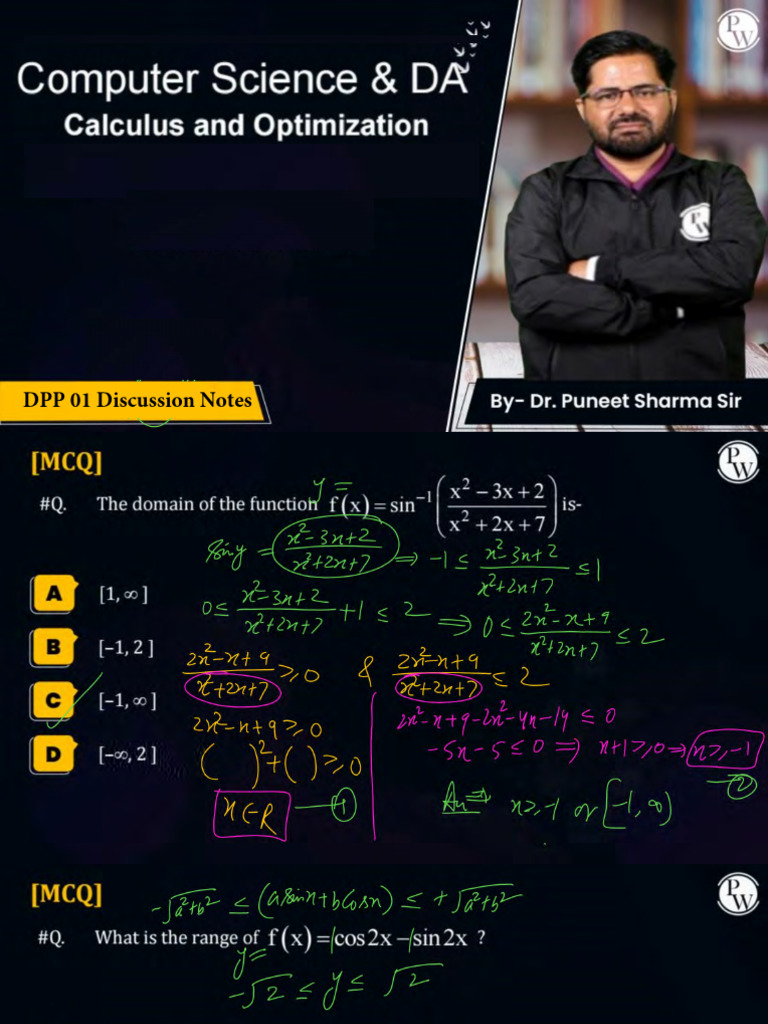 Calculus and Optimization DPP 01 Discussion Notes | PDF