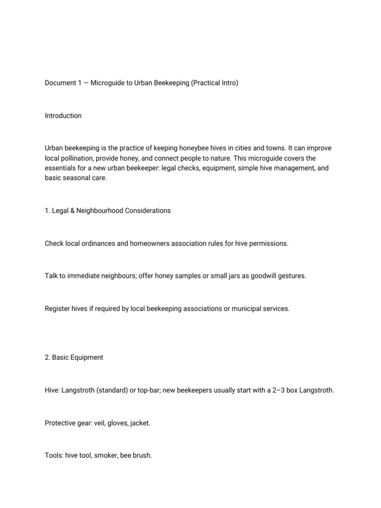 Microguide To Urban Beekeeping Practical Intro Pdf