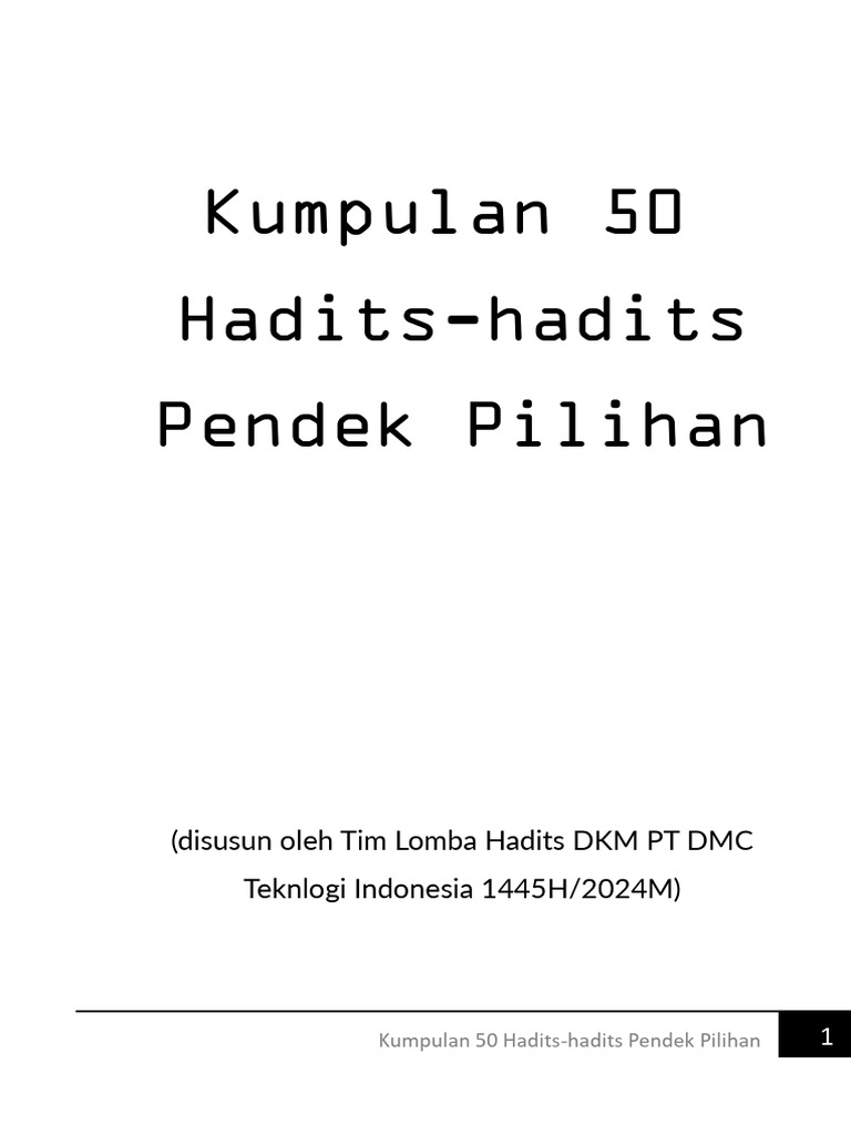 Kumpulan 50 Hadits-Hadits Pendek Pilihan | PDF