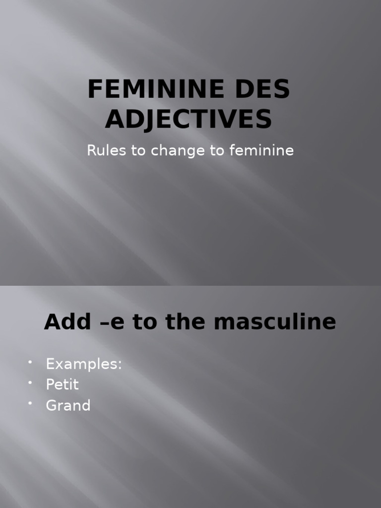 FEMININE DES ADJECTIVES - French | PDF