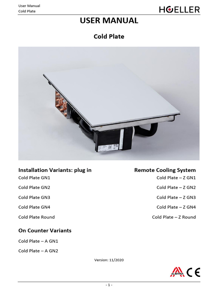 User Manual Cold Plate 2020-11 | PDF | Safety | Electrical Connector