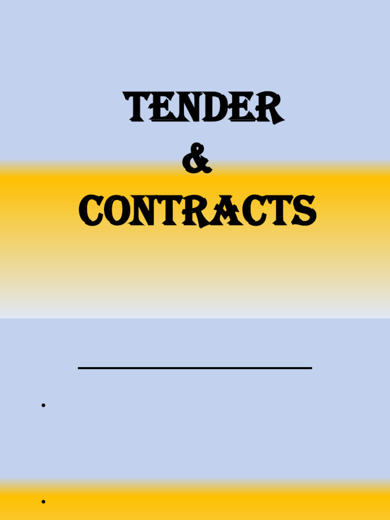 Tendering and Contract Management Guide | PDF
