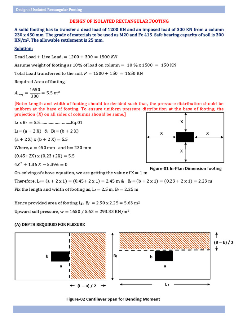 Isolated Rectangular Footing Design Guide | PDF | Mechanics | Applied ...