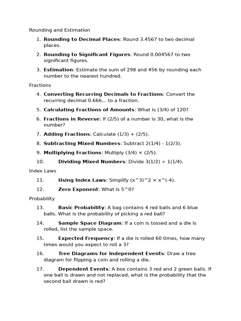 Maths Sample Questions | PDF