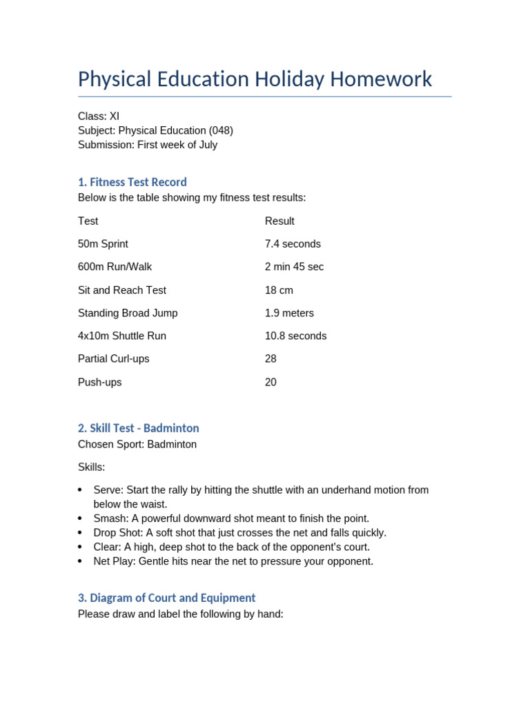 Class 11 Physical Education Project | PDF | Sports