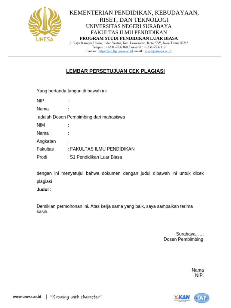 Lembar Cek Plagiasi | PDF